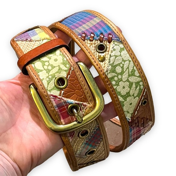 Fossil | Accessories | Vintage Fossil Belt Leather Mutlicolor Patchwork ...